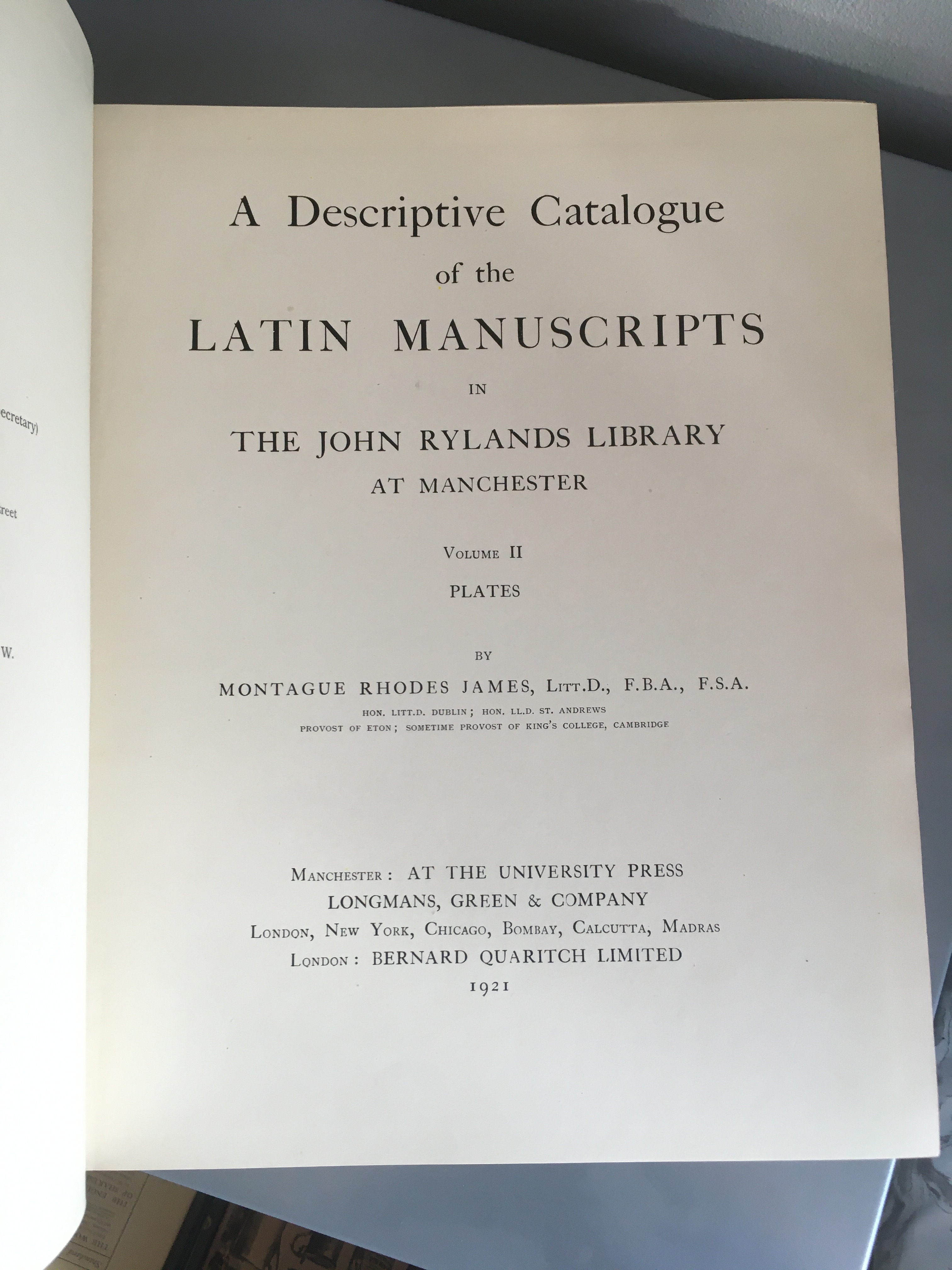 A Descriptive Catalogue of the Latin Manuscripts in the John Rylands ...